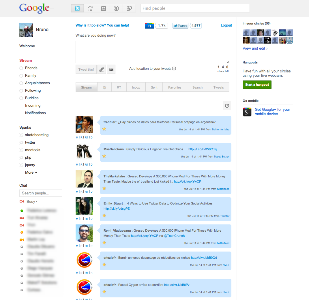 How to add twitter to Google plus : Send and receive tweets - Techglimpse