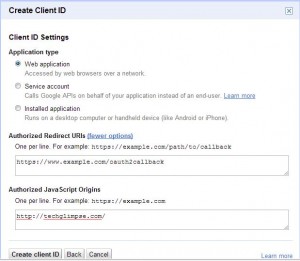 How to get Google OAuth 2 API and Developer Keys? - Techglimpse