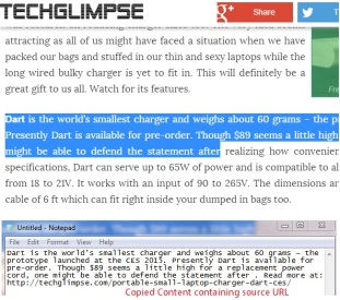 Add Reference link when the text is copied from your Website - Javascript Hack - Techglimpse