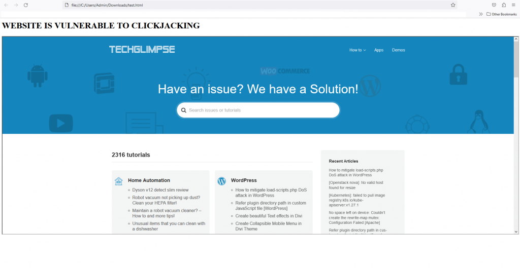 How to mitigate Clickjacking/UI redressing in WordPress - Techglimpse